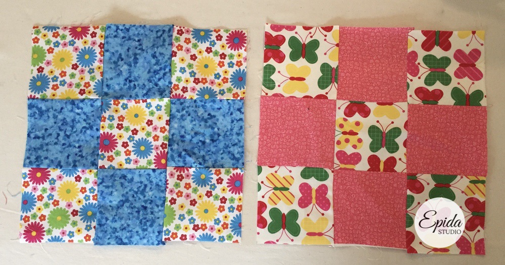 Making Nine Patch blocks with Strip Piecing | Epida Studio