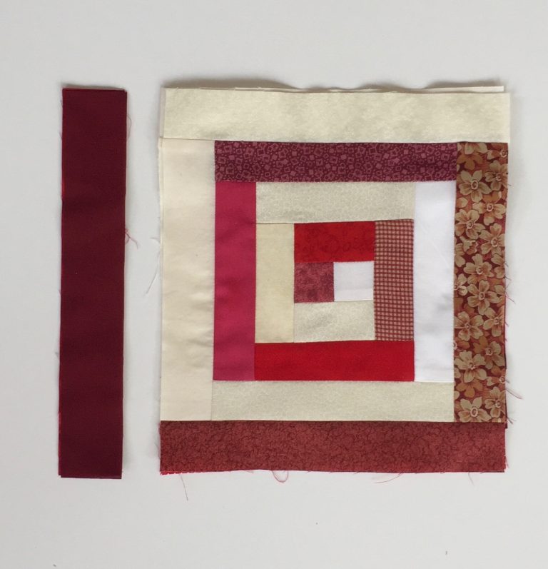 log cabin sampler Greek key quilt block tutorial