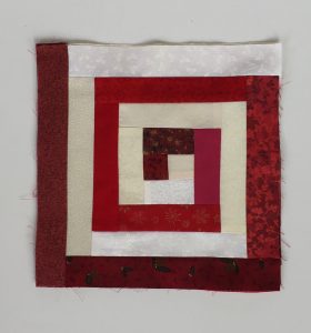 log cabin sampler Greek key quilt block tutorial