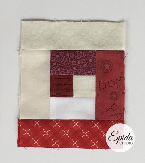 log cabin sampler Greek key quilt block tutorial