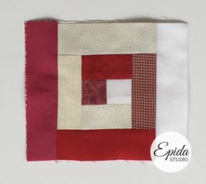 log cabin sampler Greek key quilt block tutorial