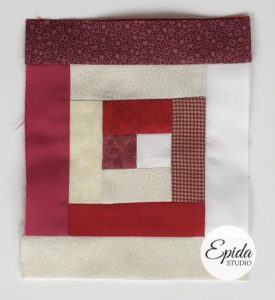 log cabin sampler Greek key quilt block tutorial