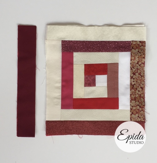 log cabin sampler Greek key quilt block tutorial