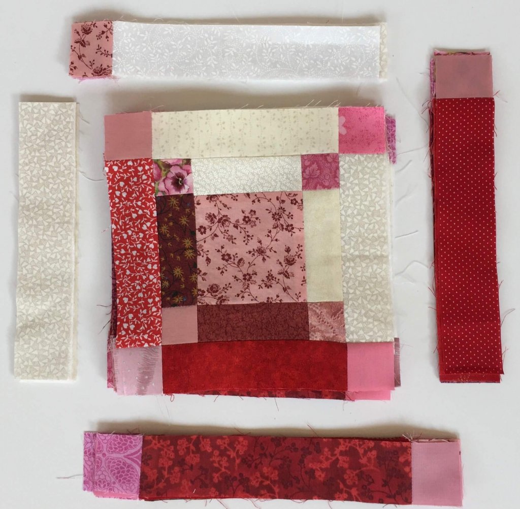 Cornerstone Log Cabin block tutorial for the Log Cabin Sampler Quilt