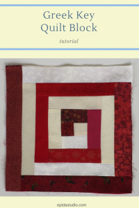 log cabin sampler Greek key quilt block tutorial