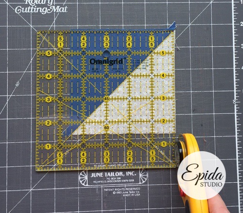 making half-square triangle units with diagonal lines