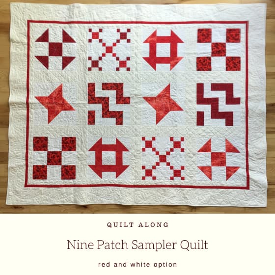 Red and White Nine Patch Sampler Quilt | Epida Studio