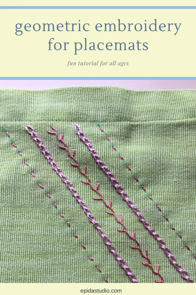 Geometric Embroidery on Placemats | Epida Studio