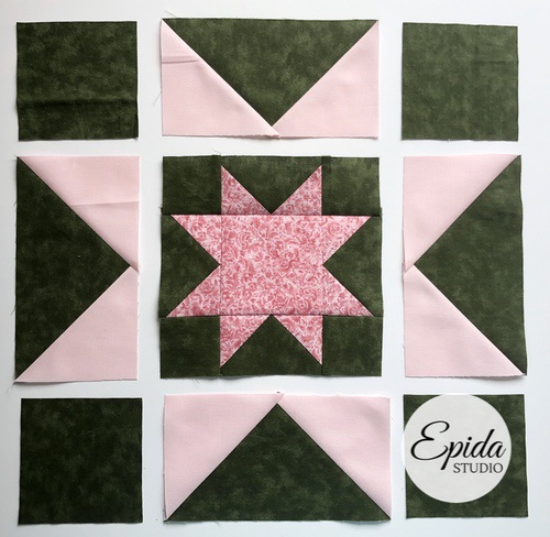 Double Sawtooth Star quilt block tutorial | Epida Studio