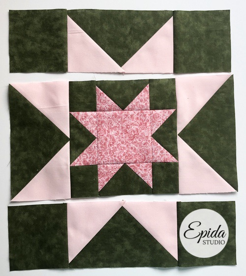 Double Sawtooth Star quilt block tutorial | Epida Studio
