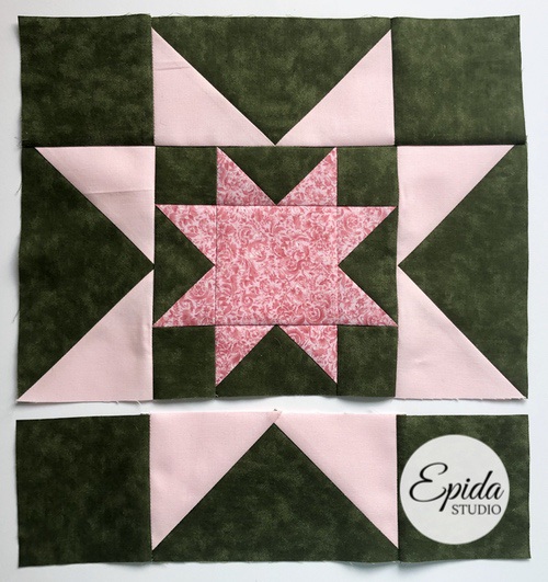 Double Sawtooth Star quilt block tutorial | Epida Studio