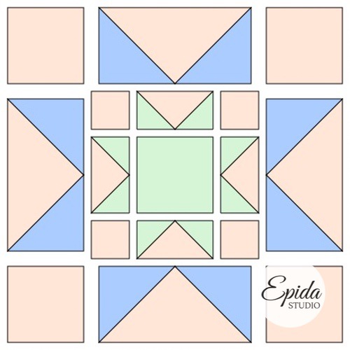 Double Sawtooth Star quilt block tutorial | Epida Studio
