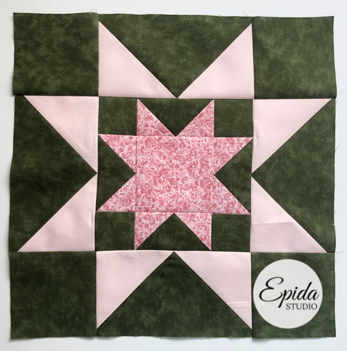 Double Sawtooth Star quilt block tutorial | Epida Studio