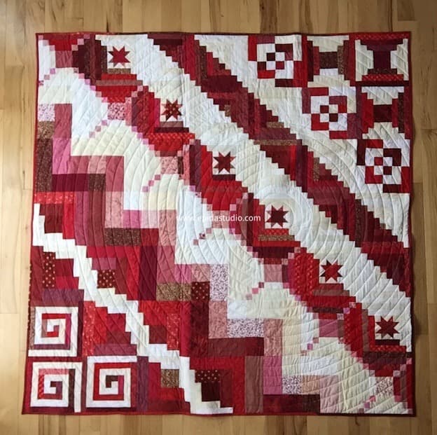 Red and White Log Cabin Sampler Quilt | Epida Studio