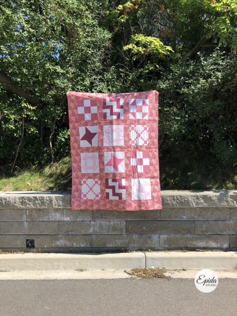 Pink Nine Patch Sampler Quilt | Epida Studio
