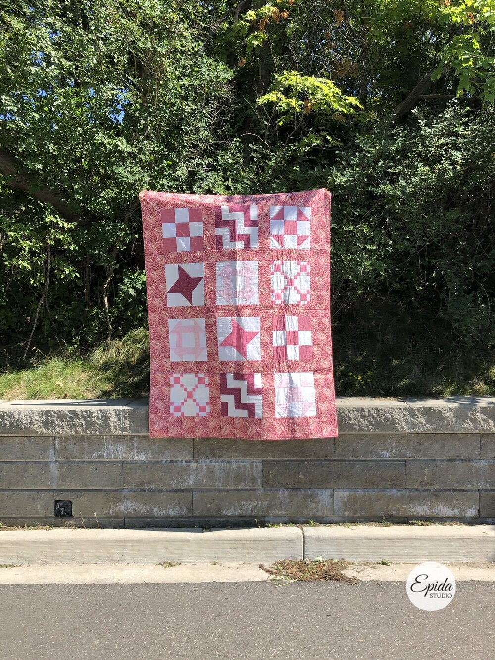 Pink Nine Patch Sampler Quilt | Epida Studio