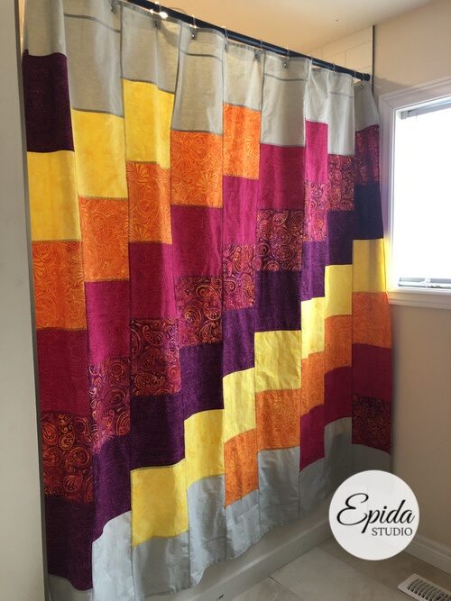 Easy Patchwork Shower Curtain pattern | Epida Studio