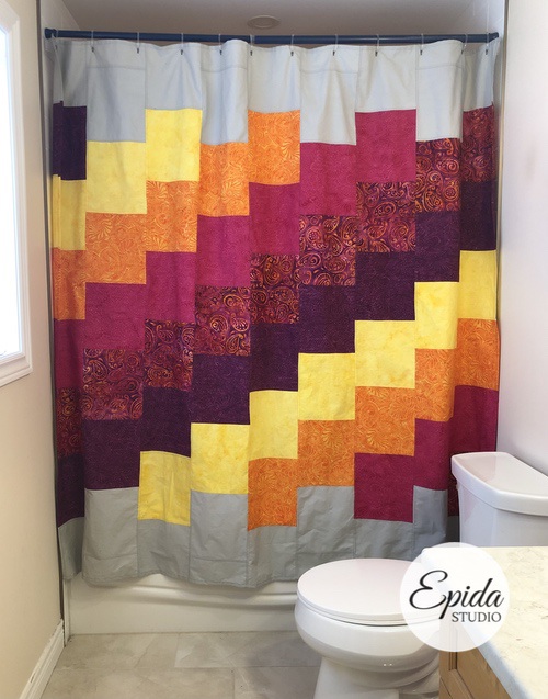 Easy Patchwork Shower Curtain pattern | Epida Studio
