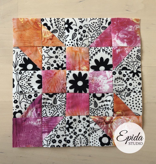 Nine Patch Star quilt block tutorial | Epida Studio
