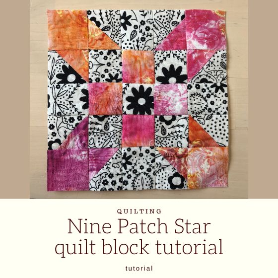 Nine Patch Star quilt block tutorial | Epida Studio