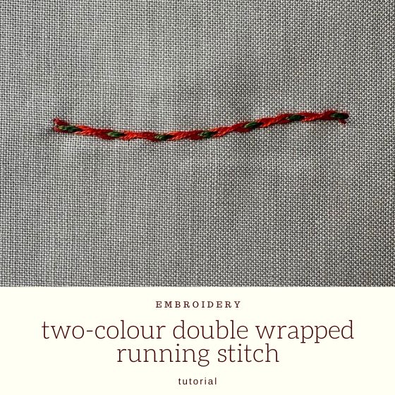 Two-colour double wrapped running stitch | Epida Studio